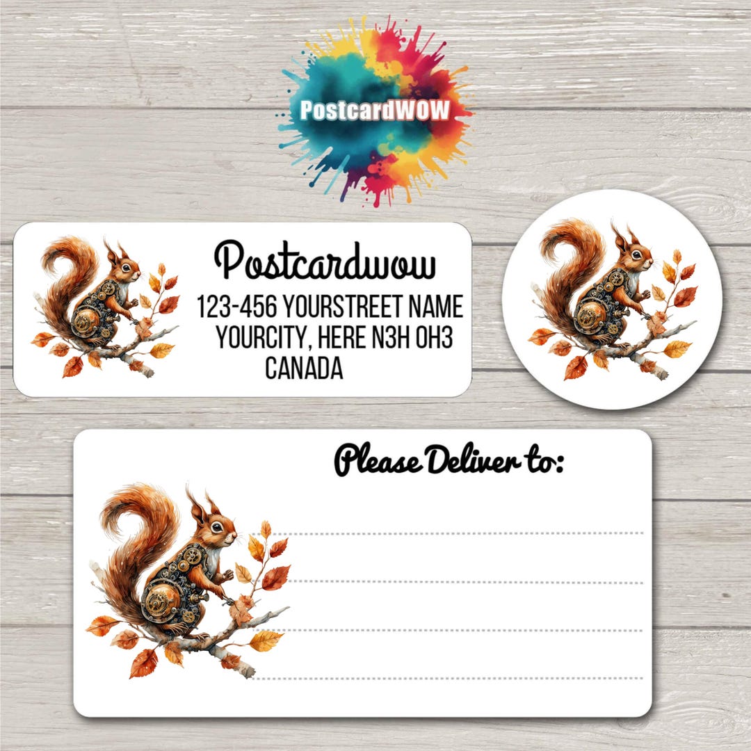 Steampunk Squirrel - Return Address Labels - Sheets of 30 Adhesive ...