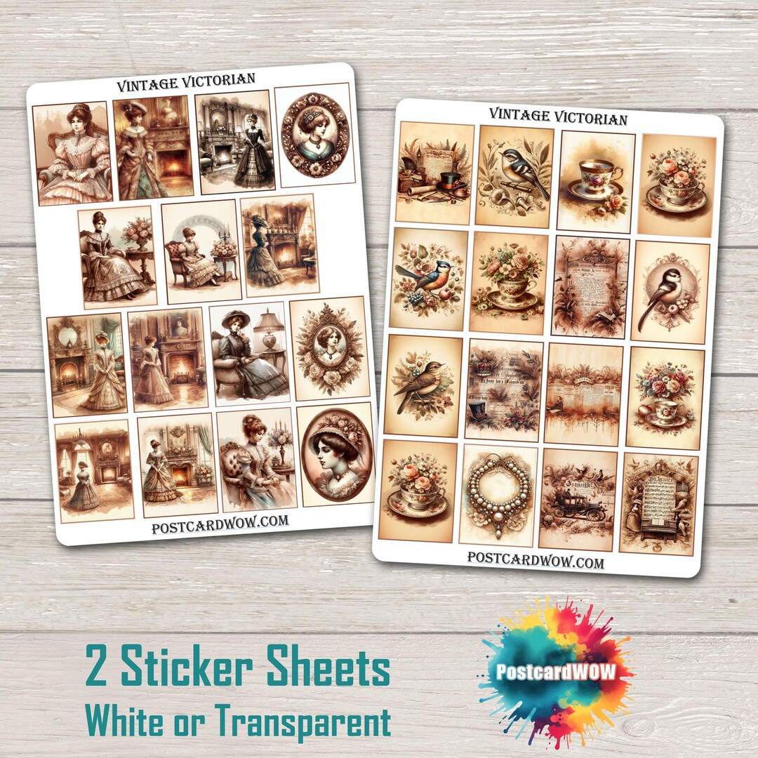 Vintage Victorian - Sticker Set - Happy Mail - Junk Journal - Scrap ...