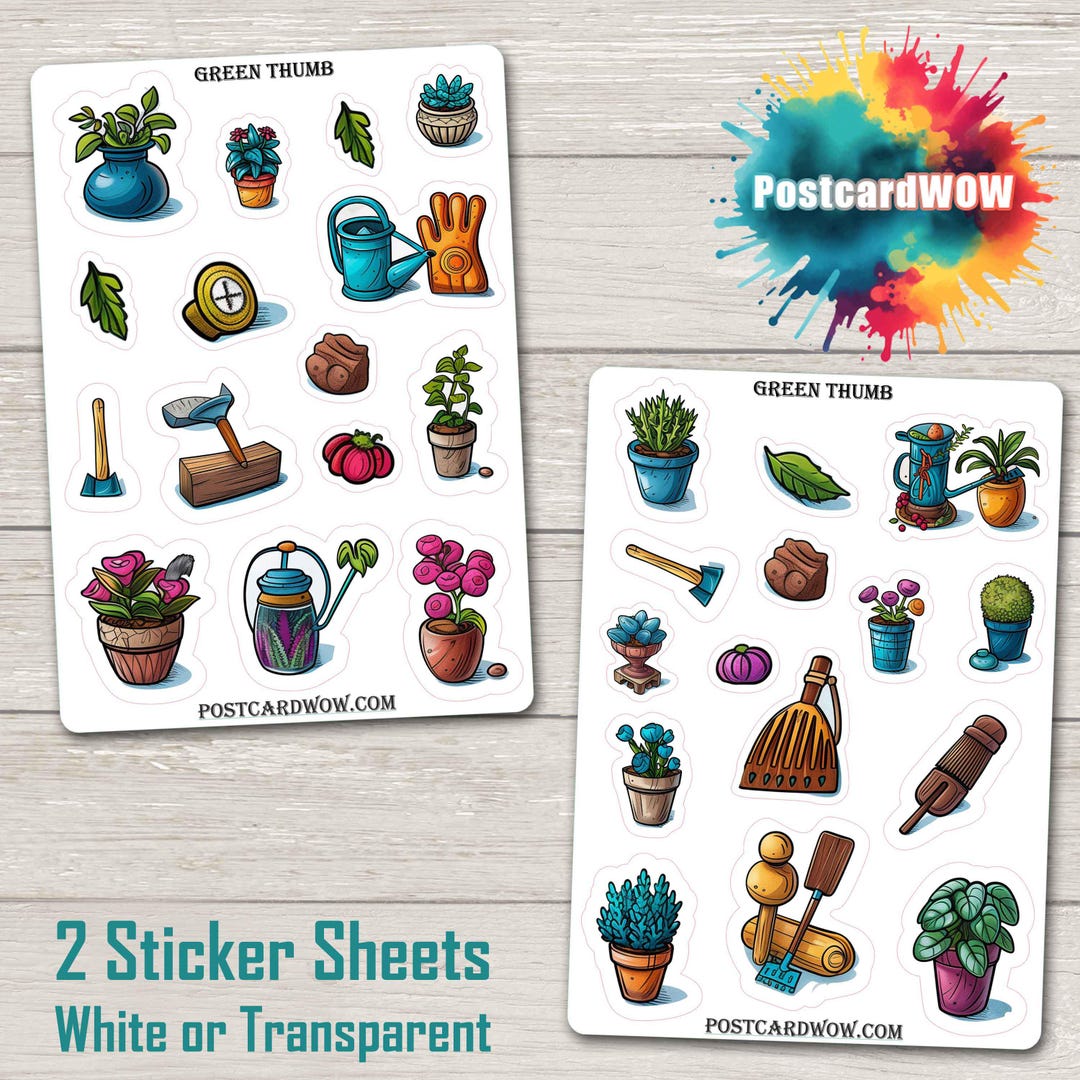 Green Thumb Sticker Set - Etsy