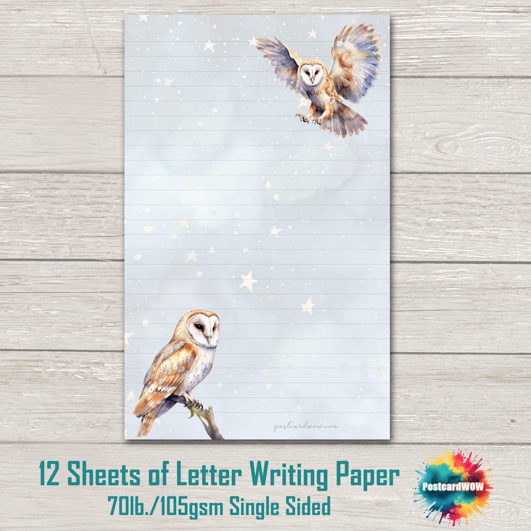 Barn Owl - Letter Writing Paper - 12 Sheets Single Sided - Penpals - Etsy