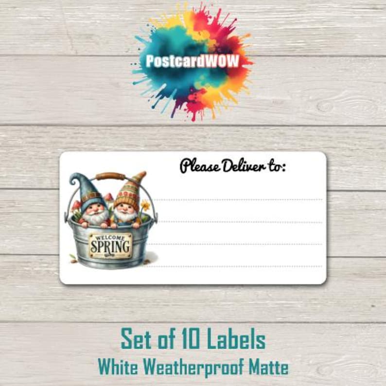 Hello Spring Bucket With Gnomes - Return Address Labels - Sheets of 30 ...