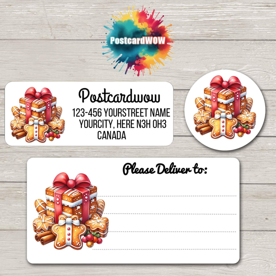 Gingerbread Present - Return Address Labels - Sheets of 30 Adhesive ...