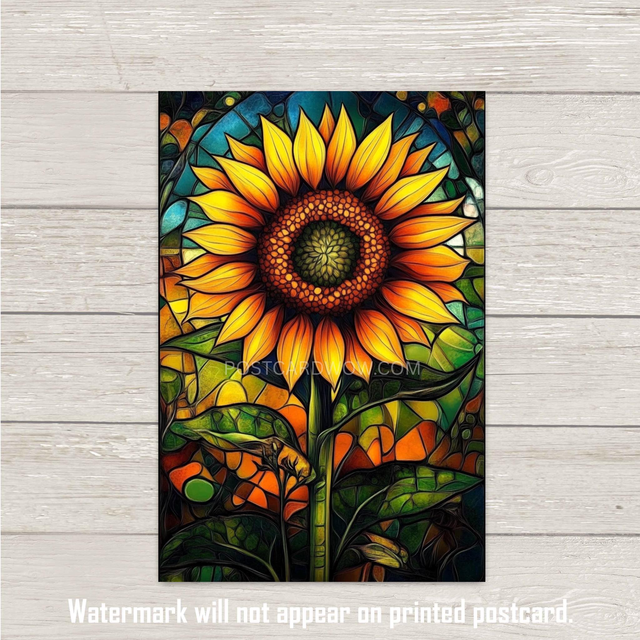 Stained Glass Sunflowers - Postcard Set - Penpals - Postcrossing - Swap ...