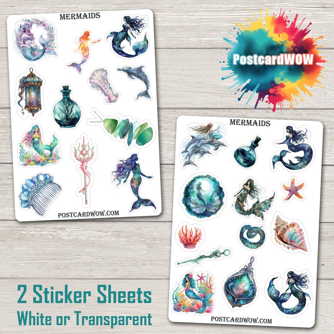 Mermaids - Sticker Set - Happy Mail - Junk Journal - Scrap Book ...