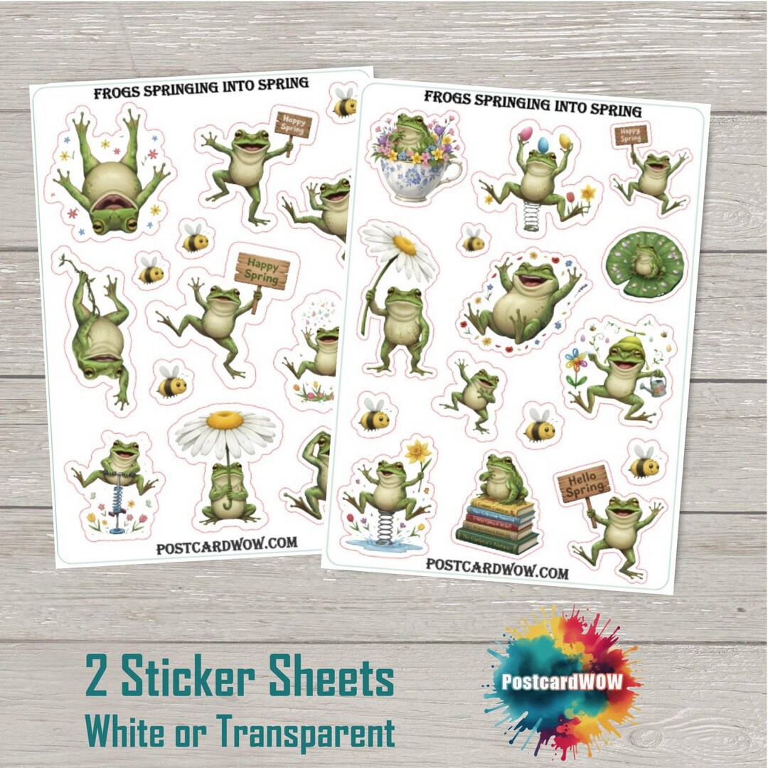 Frogs Springing Into Spring - Sticker Set - Happy Mail - Junk Journal ...