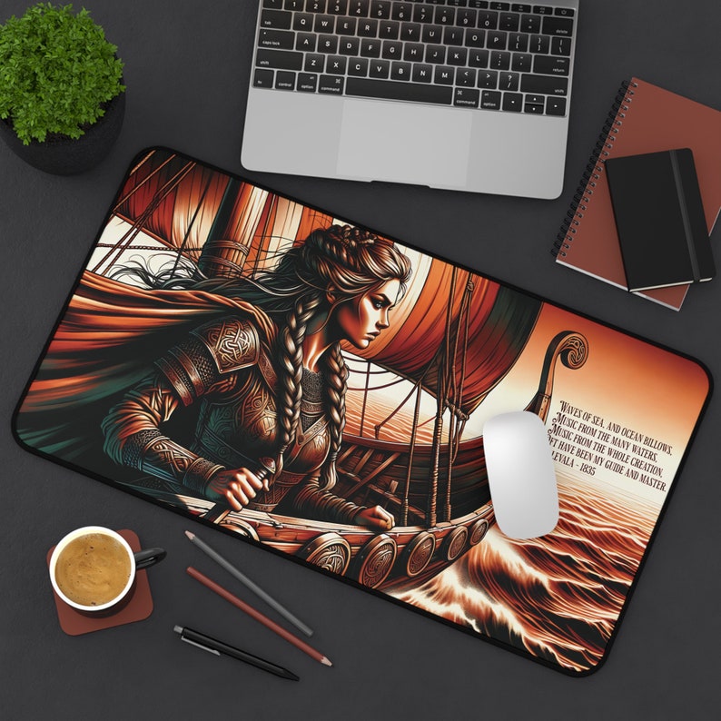 Viking Goddess Desk Mat Kalevala Runes Valkyrie Spirit Pagan Norse ...