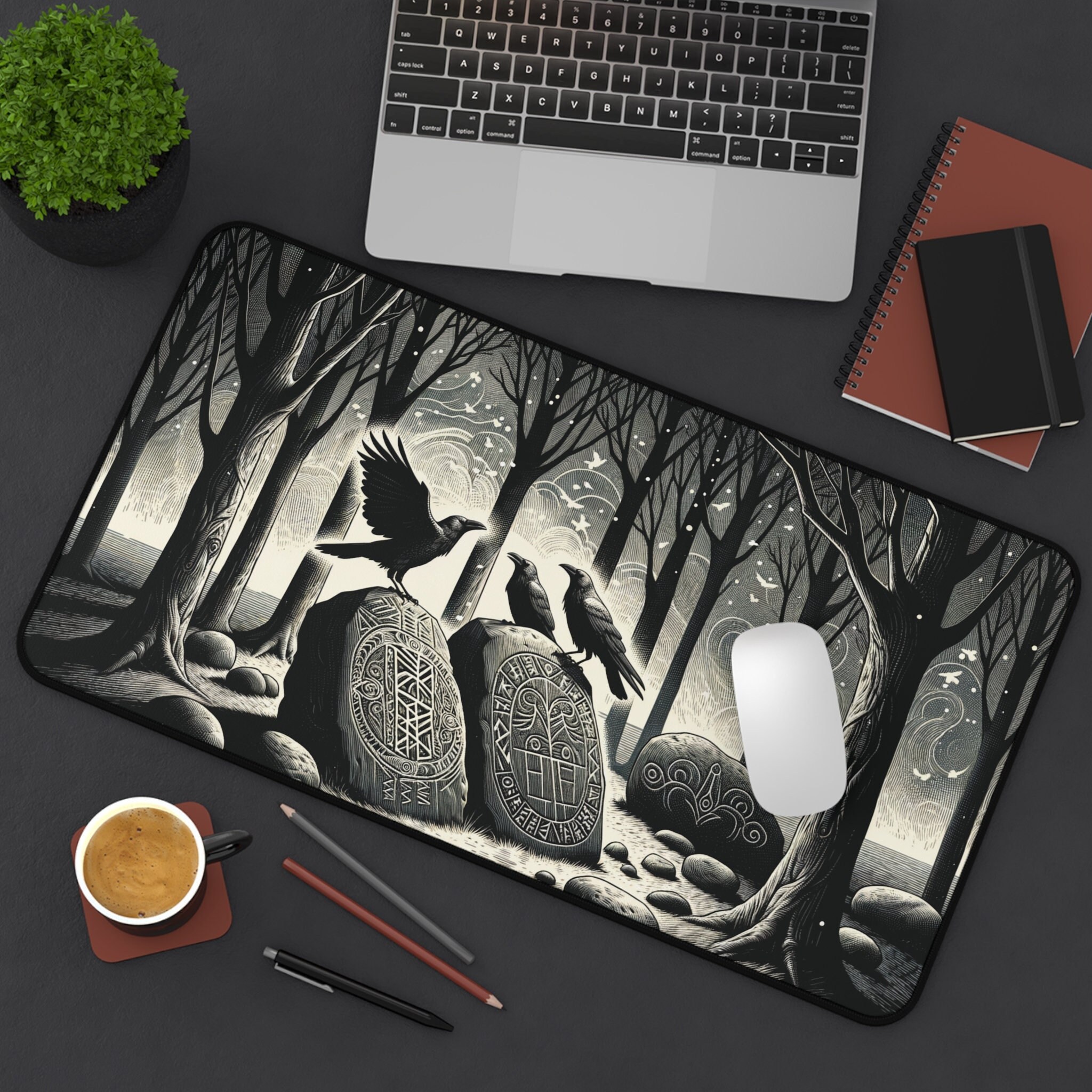 Odin's Forest Desk Mat || Rune Meeting Stones || Writer's Gift || Pagan ...