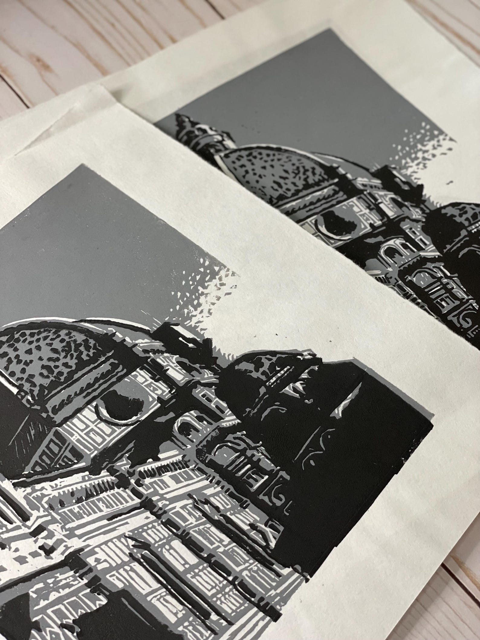 Il Duomo Florence, Italy Grayscale Relief Multi-block Print Artist ...