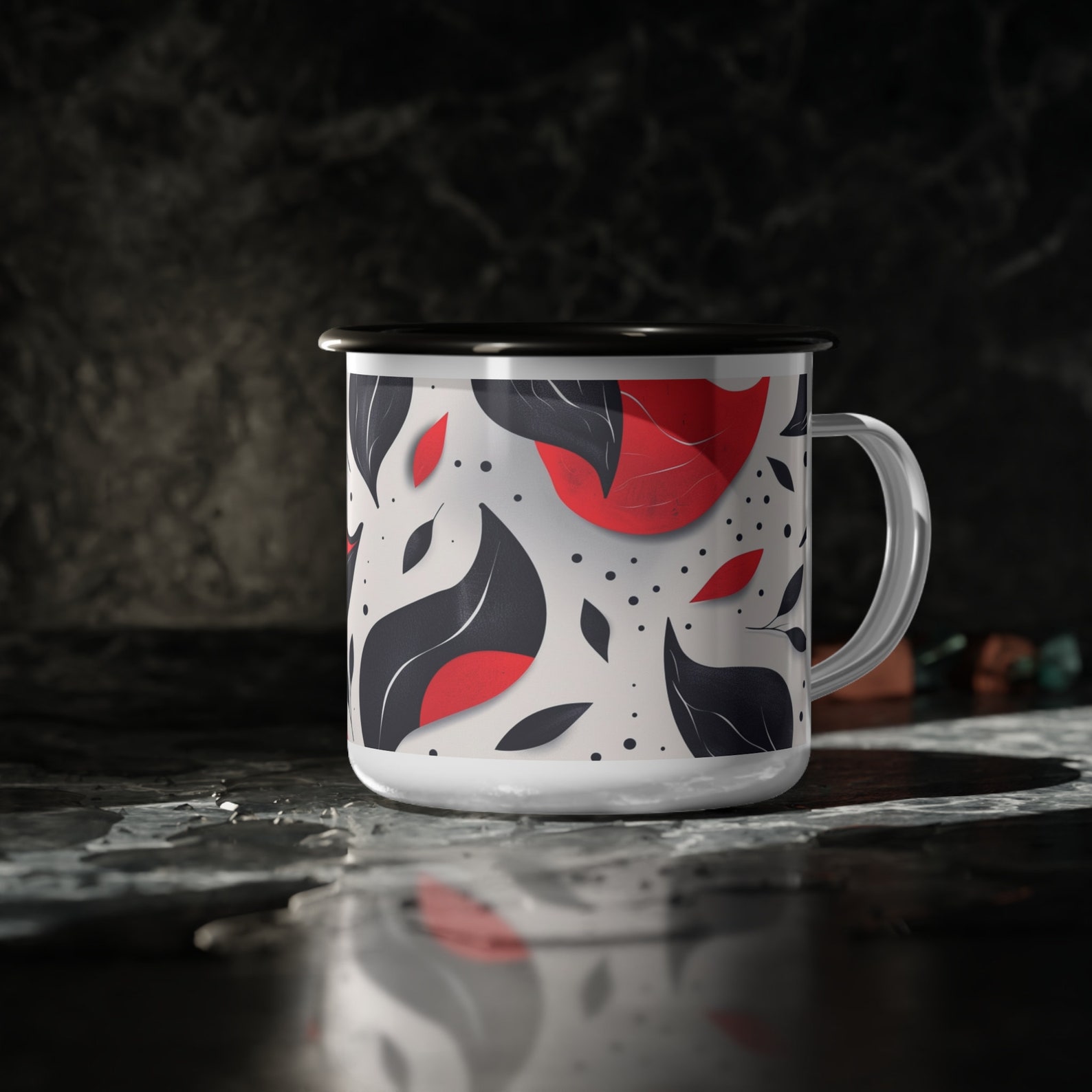 Geometric Design Enamel Camp Cup, Geometric Mug, Abstract Art Mug ...