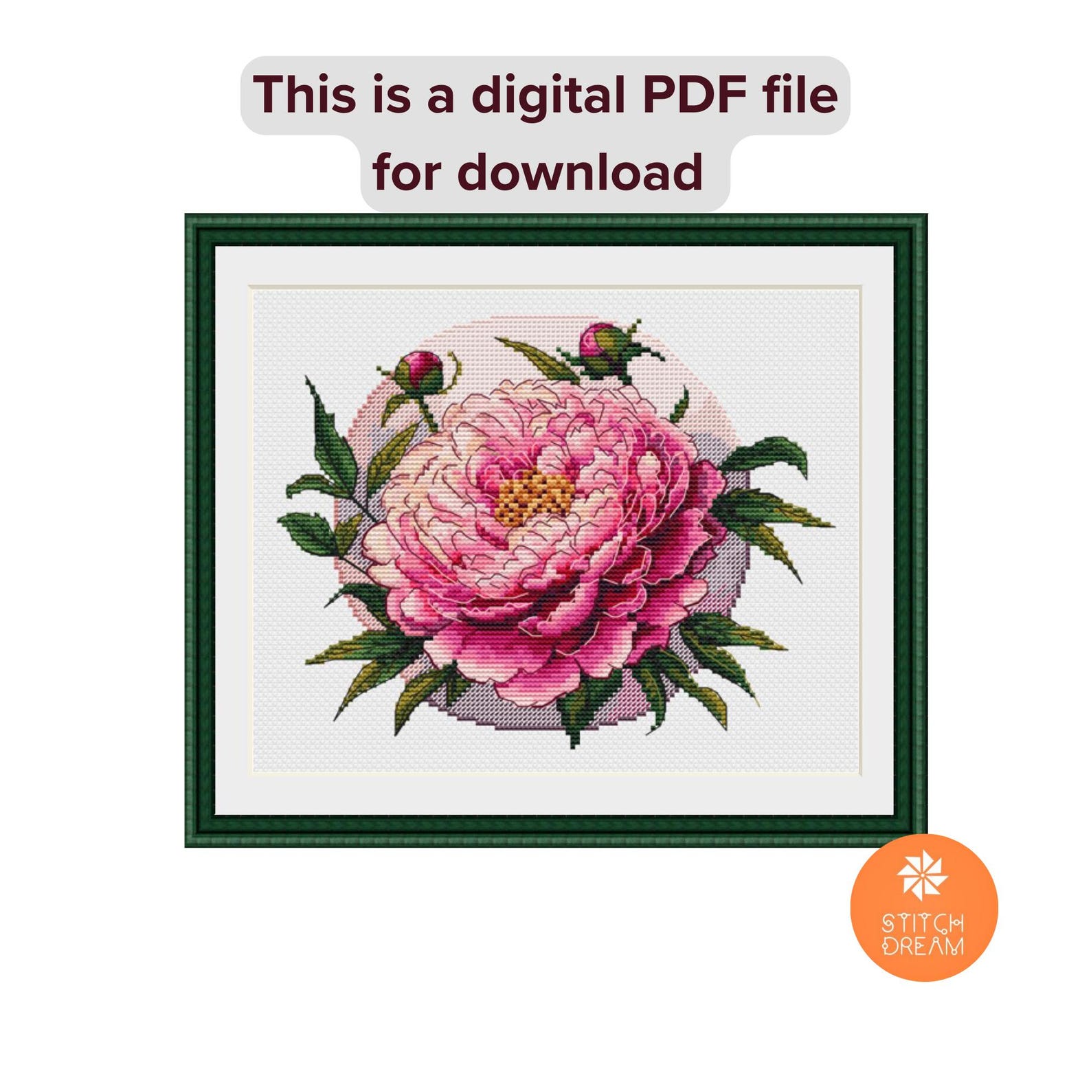 Pattern Peony Cross Stitch Floral X-stitch Spring Flowers Cross Stitch ...