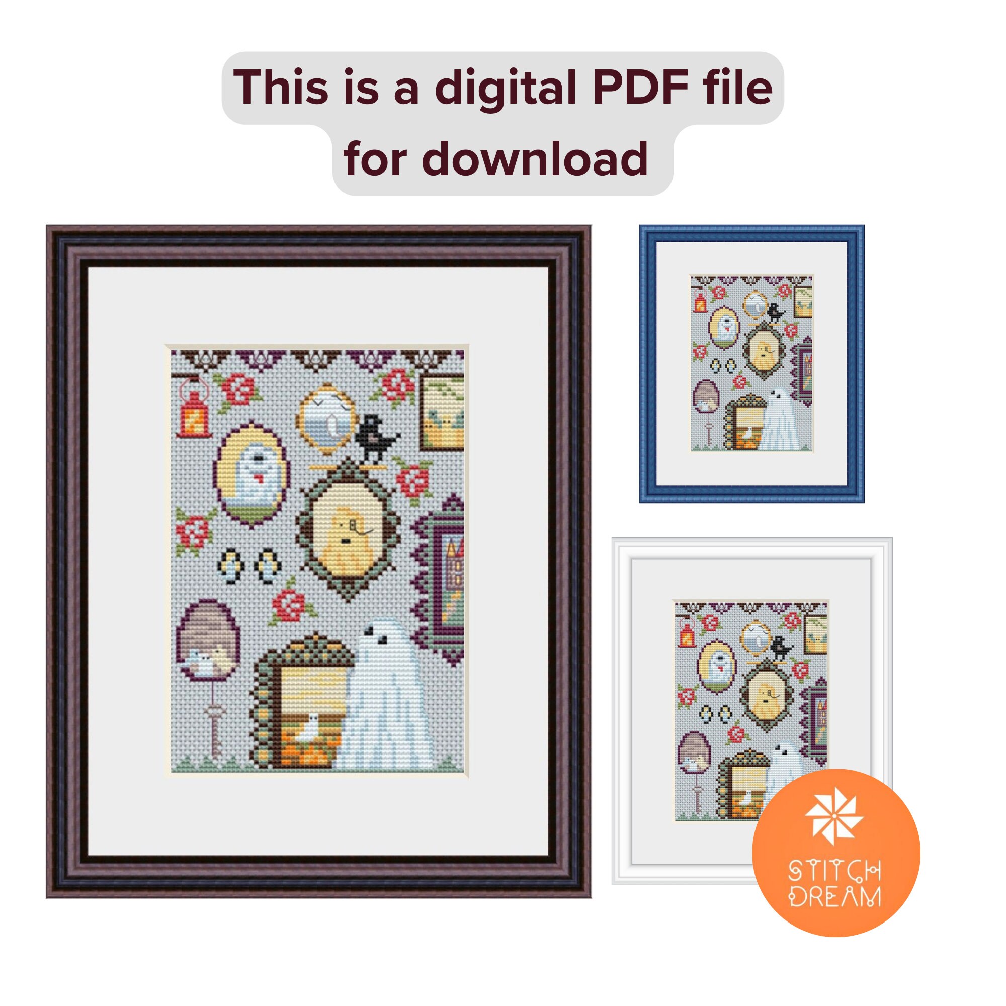 Pattern Ghost Portrait Gallery Cross Stitch Horror Museum х-stitch ...