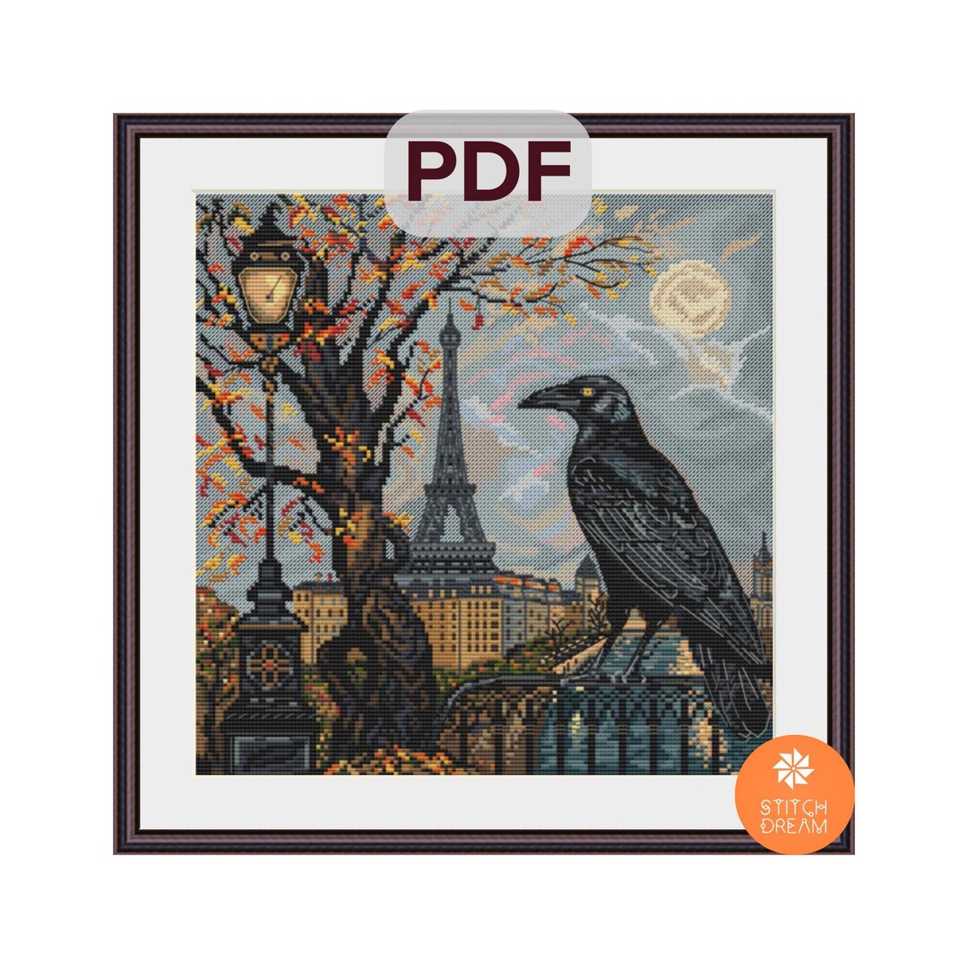 Pattern Halloween in Paris Cross Stitch France Chart Eiffel Tower X ...