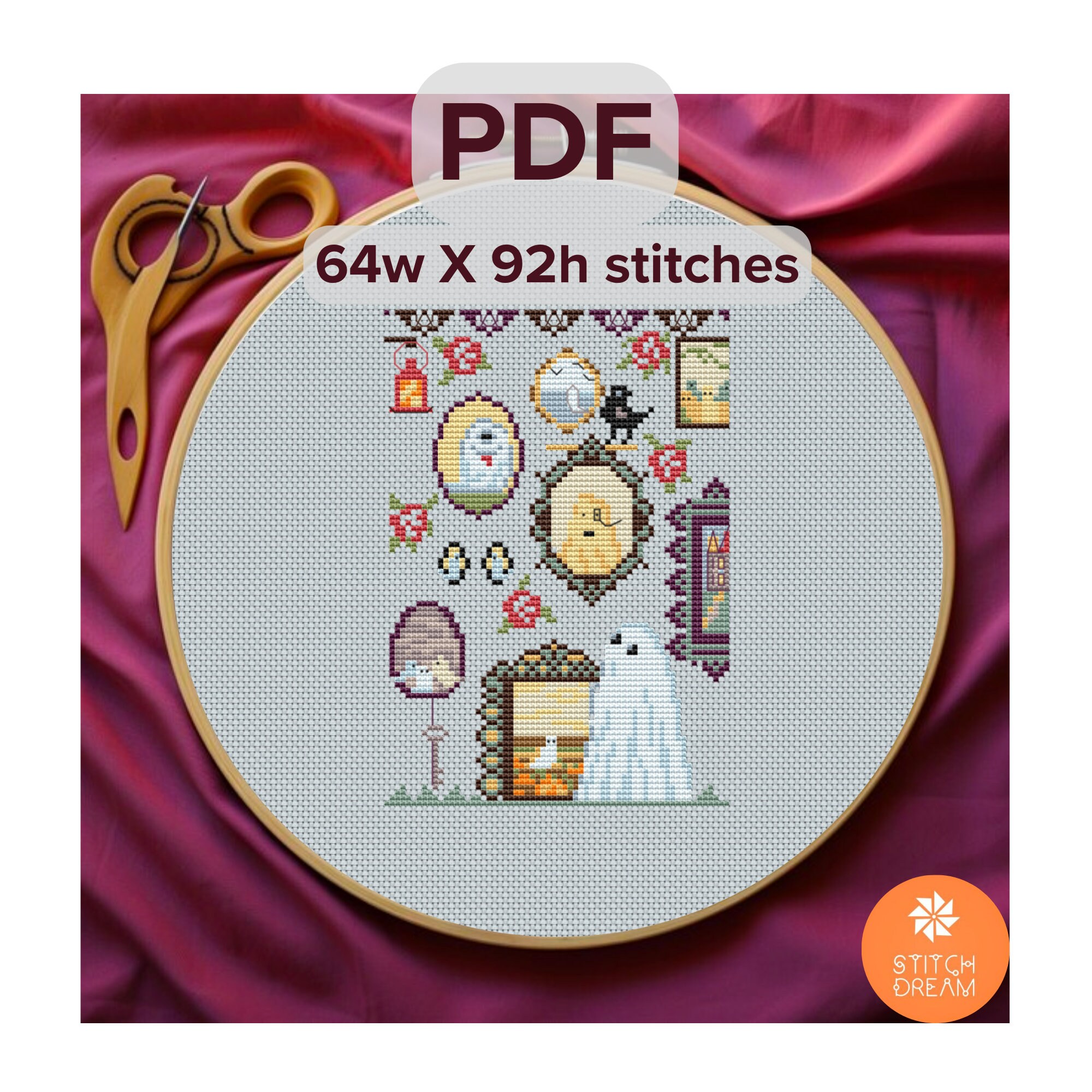 Pattern Ghost Portrait Gallery Cross Stitch Horror Museum х-stitch ...