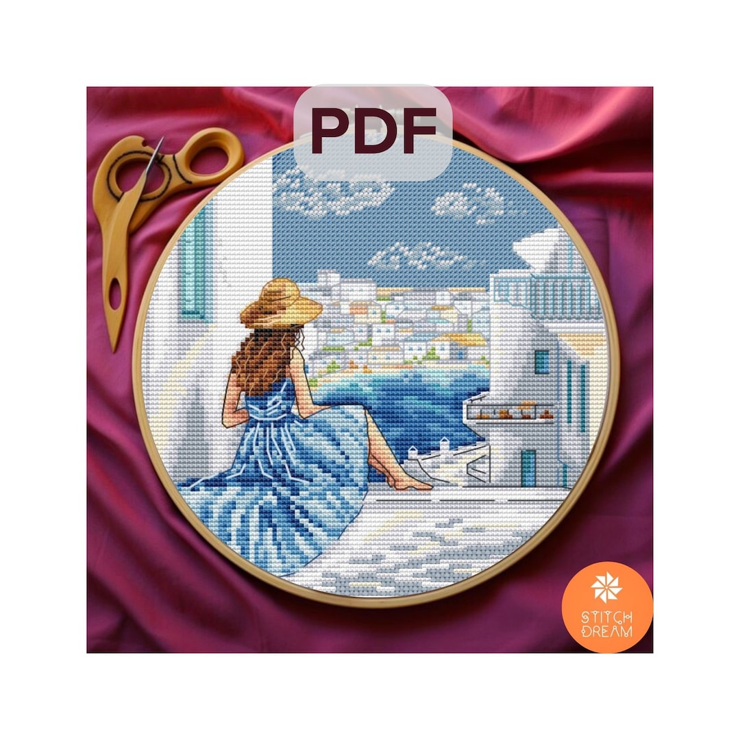 Pattern Greek Cross Stitch Greece Chart Mykonos Greek Summer X-stitch ...
