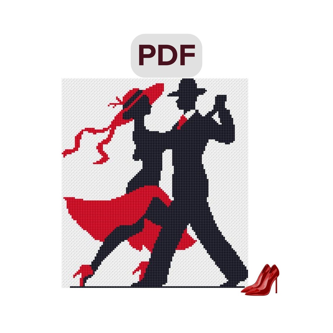 Pattern Tango Dancers Cross Stitch Lady in Red Embroidery Dance X ...
