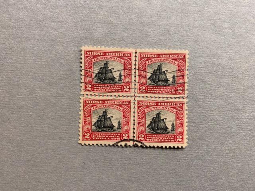Scott 620 - 4 Stamp Center Line Block - Used - 1925 Norse American ...