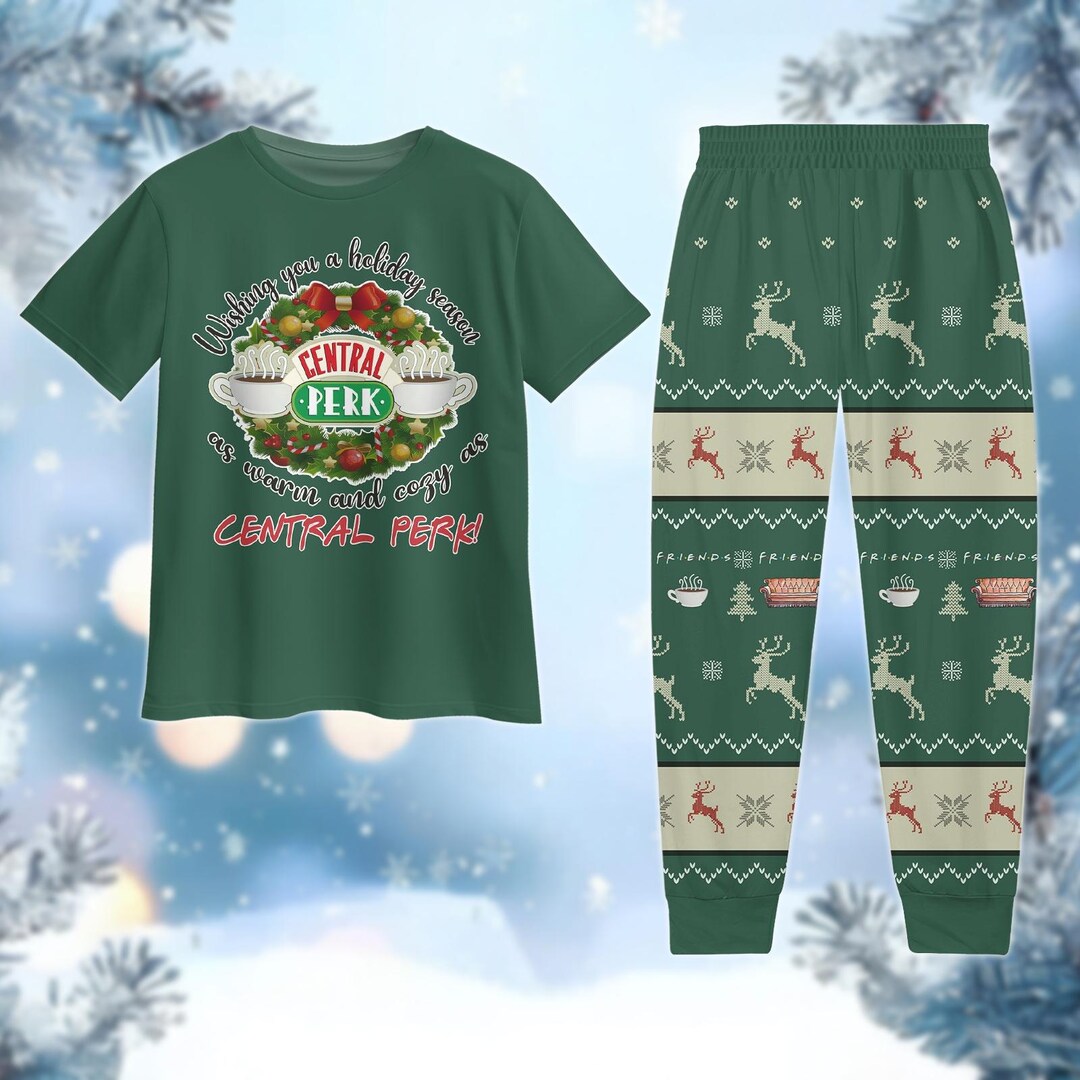 Christmas Friends Tv Series Pajamas, Central Perk Xmas Pajamas, 90s Tv ...