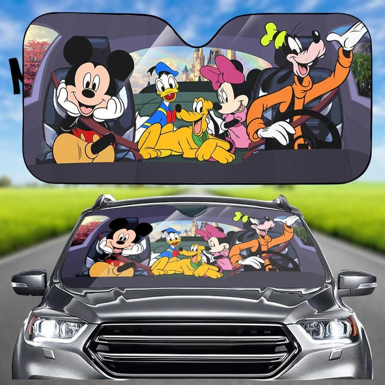 Mickey and Friends Car Sunshade, Disney Family Trip Auto Sunshade ...