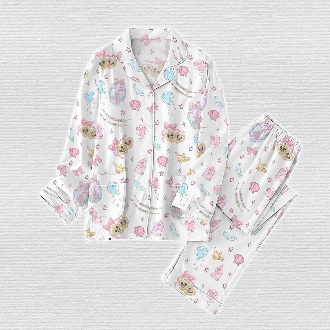 Mickey Coquette Bow Pajamas Set, Magical Castle Women Pajamas, Minnie ...