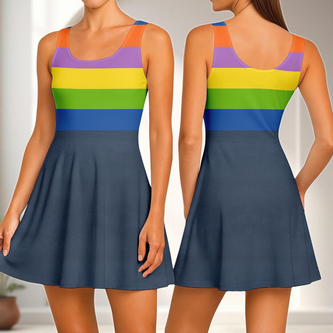 Riley Rainbow Inside Out Skater Dress, Disney Emotions Women Dress ...