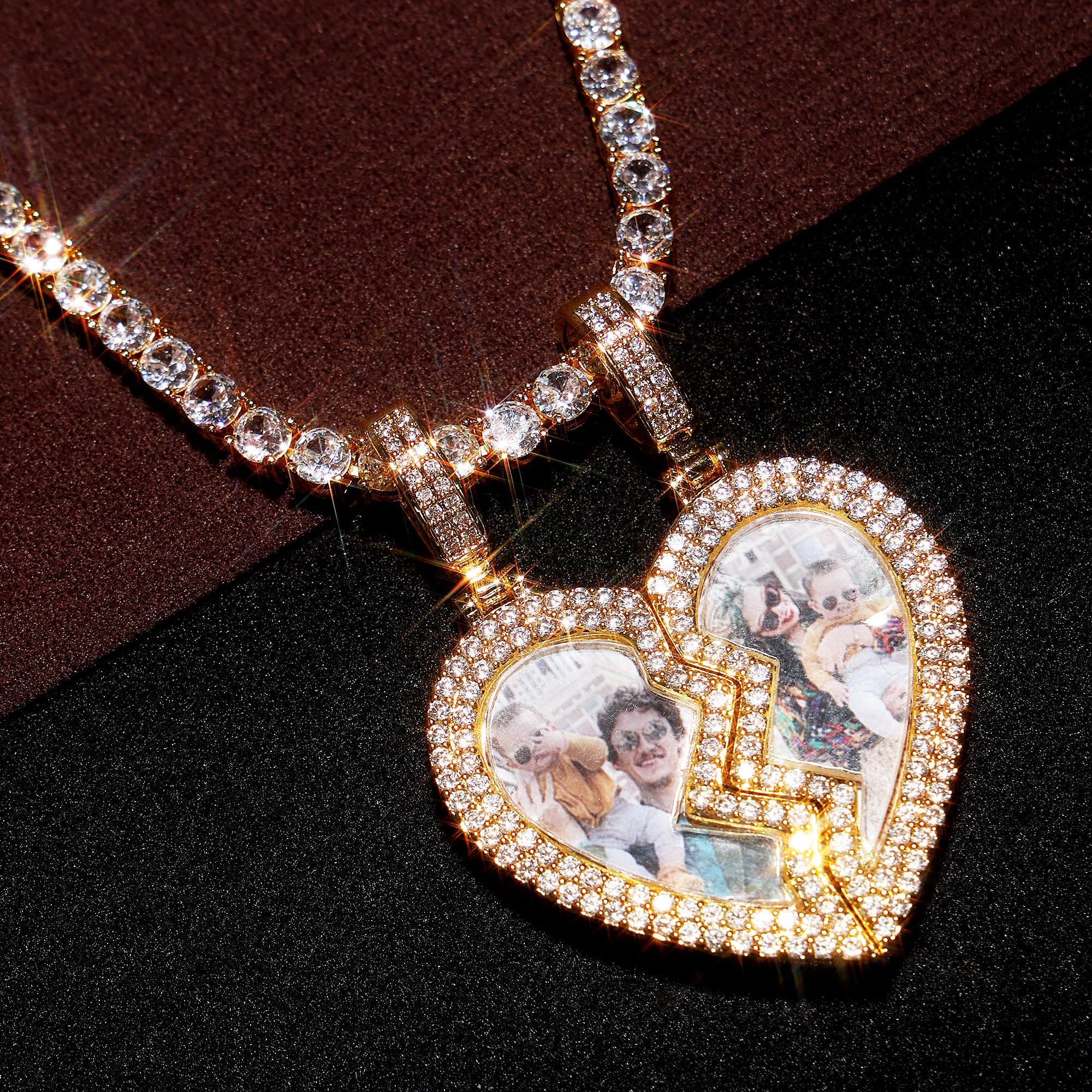 Custom Broken Heart Photo Necklace, Personalized Bling Bling Picture ...