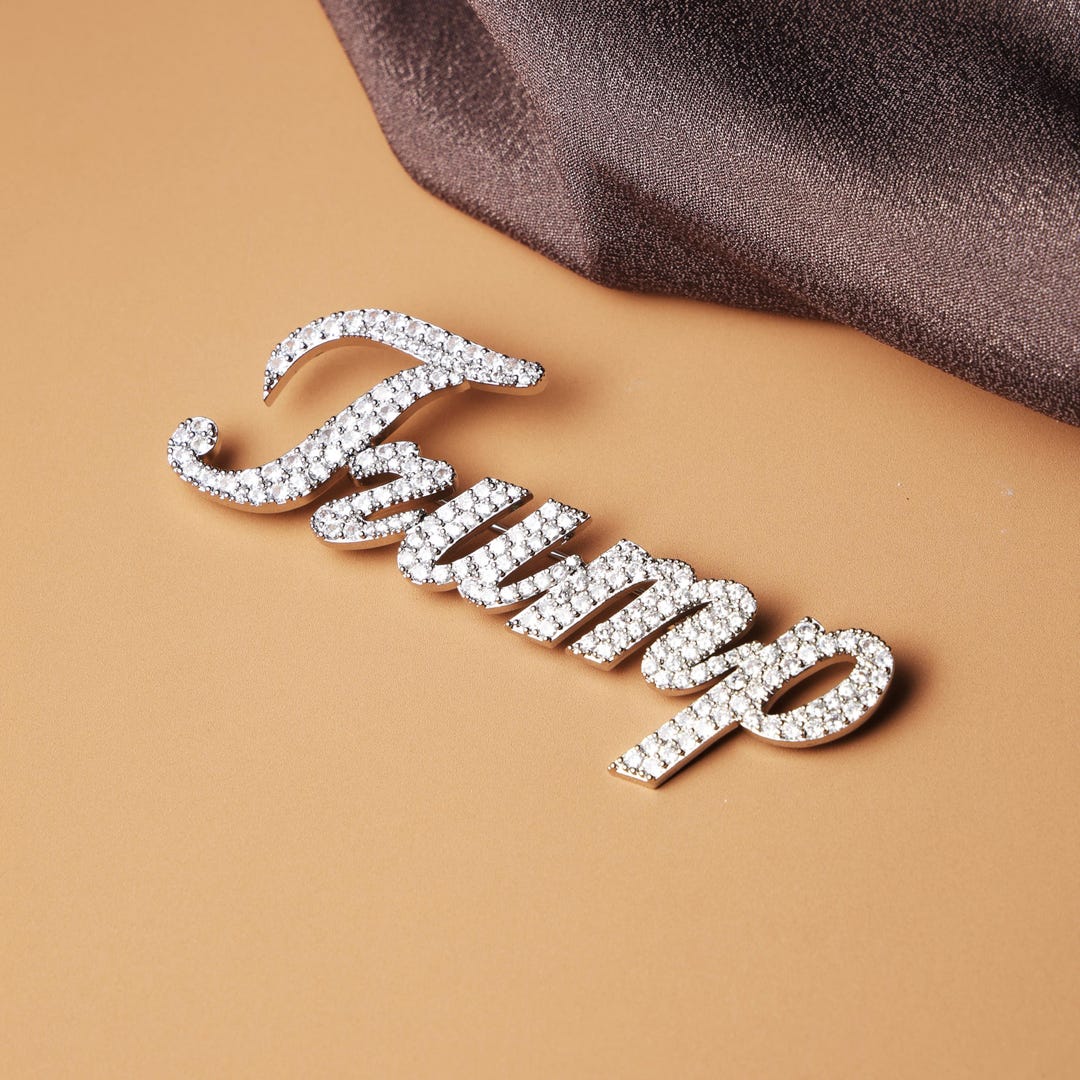 Customizable Bling-bling Zircon Brooch Pins, Personalized Names ...