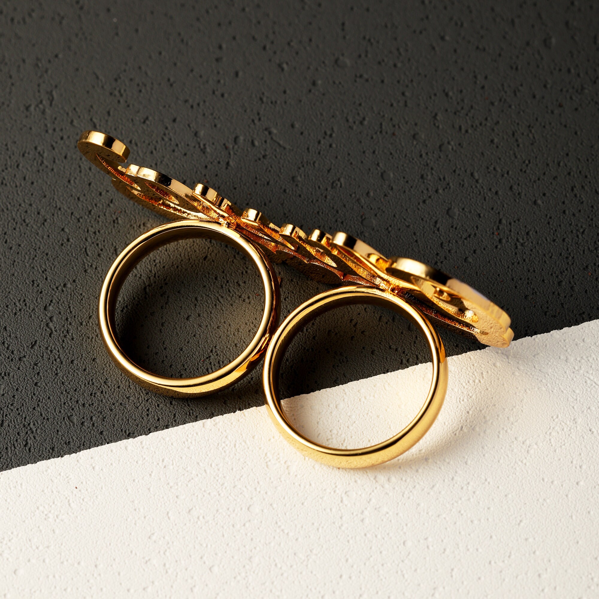 Personalized 2 Finger Name Ring, Double Color Nameplate Ring, Custom ...