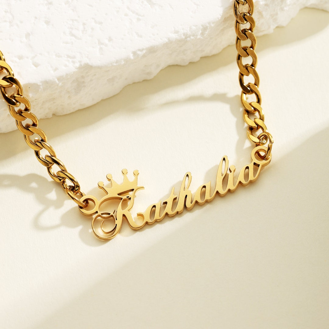 Crown Nameplate Necklace, Kids' Name Necklace, Personalized Necklace ...