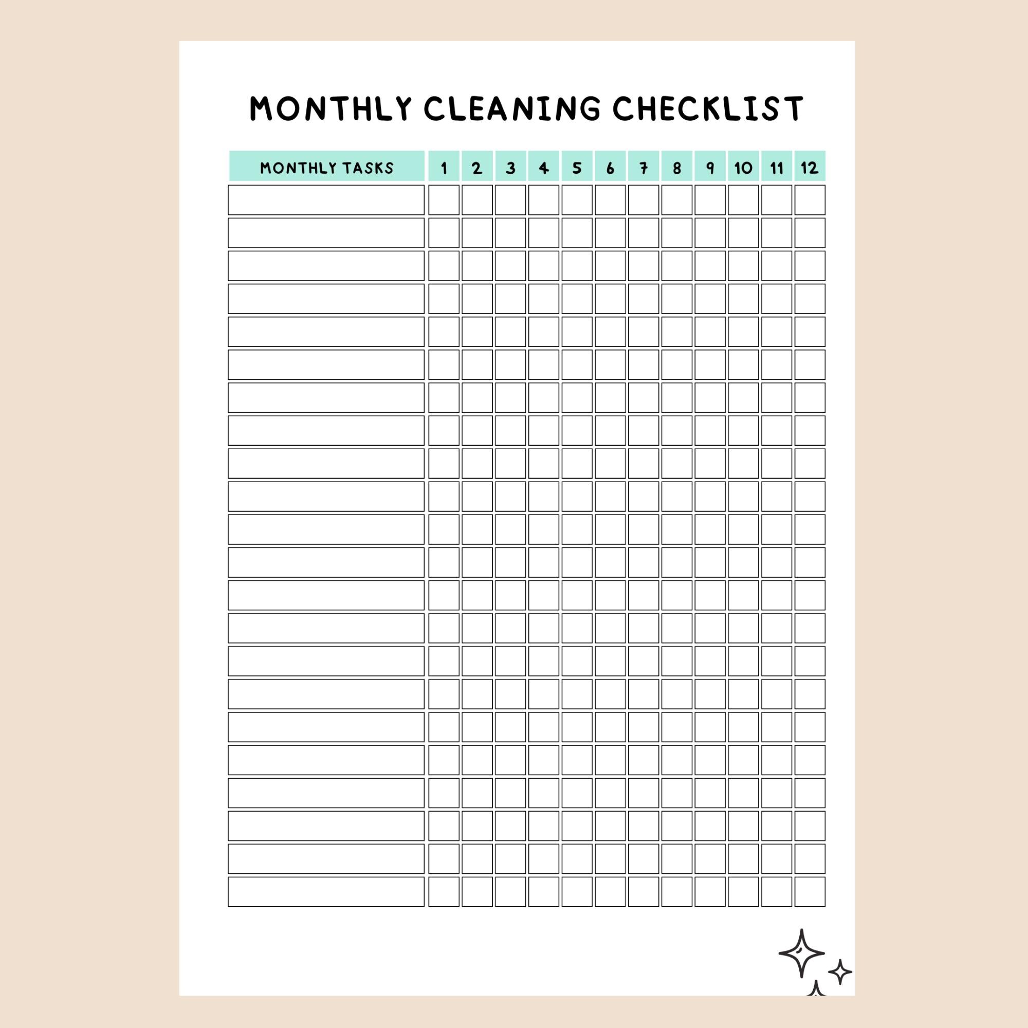 Monthly Cleaning Checklist: Fillable, Printable (A4/A5 PDF) - Etsy