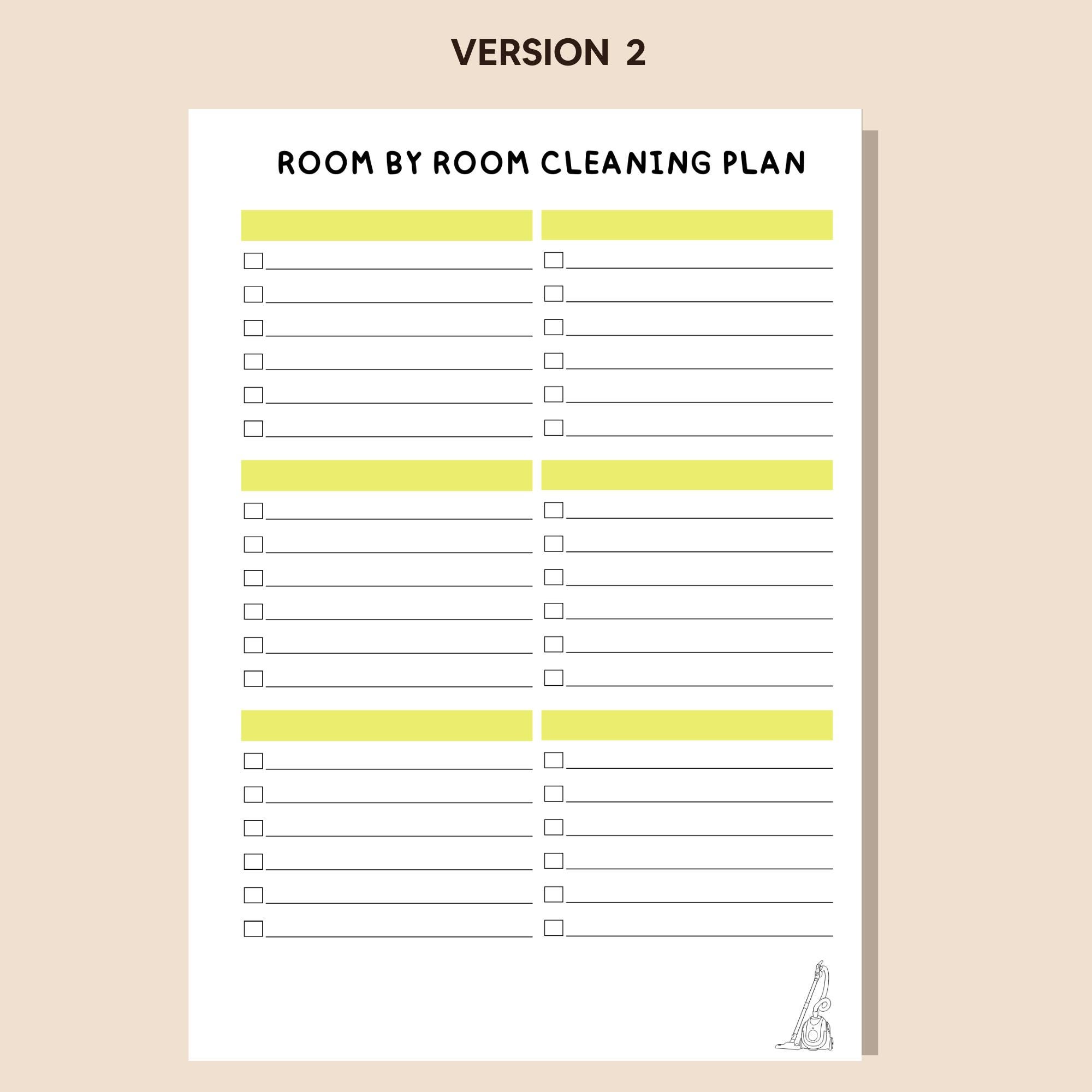 Room Cleaning Checklist: Fillable Home Cleaning Schedule (PDF) - Etsy