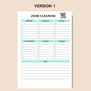 Zone Cleaning Checklist: Fillable PDF, A4 Printable - Etsy