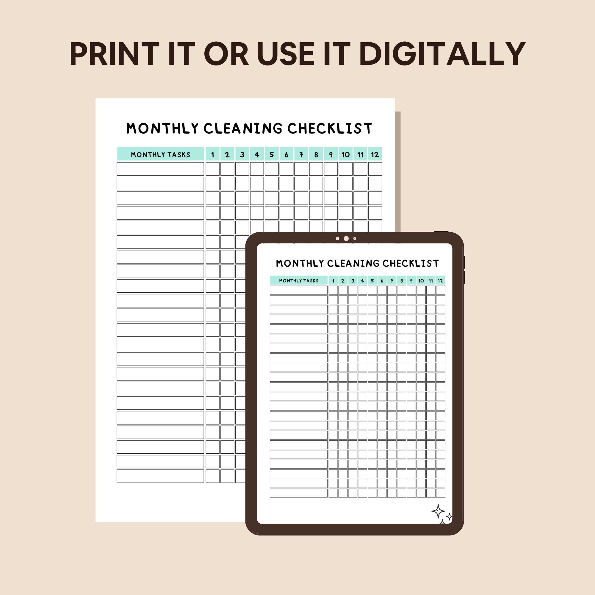 Monthly Cleaning Checklist: Fillable, Printable (A4/A5 PDF) - Etsy