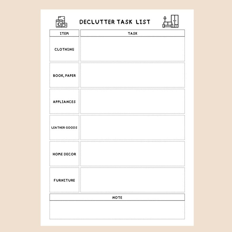 Declutter Checklist Bundle: Printable Fillable Planner (A4, PDF) - Etsy