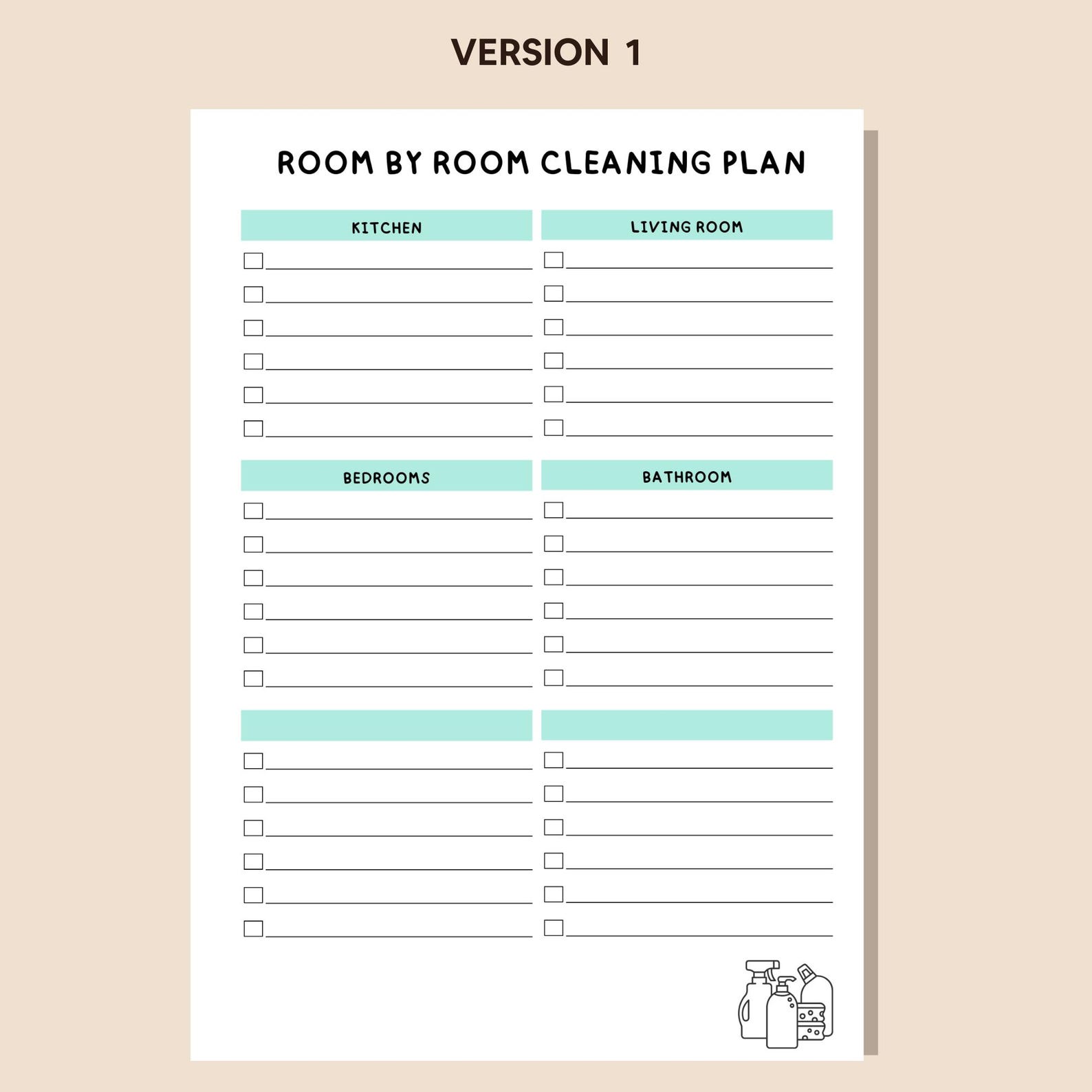 Room Cleaning Checklist: Fillable Home Cleaning Schedule (PDF) - Etsy