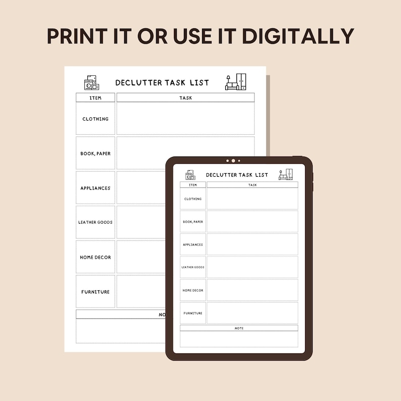 Declutter Task List, Declutter Checklist, Home Cleaning Guide, to Do ...