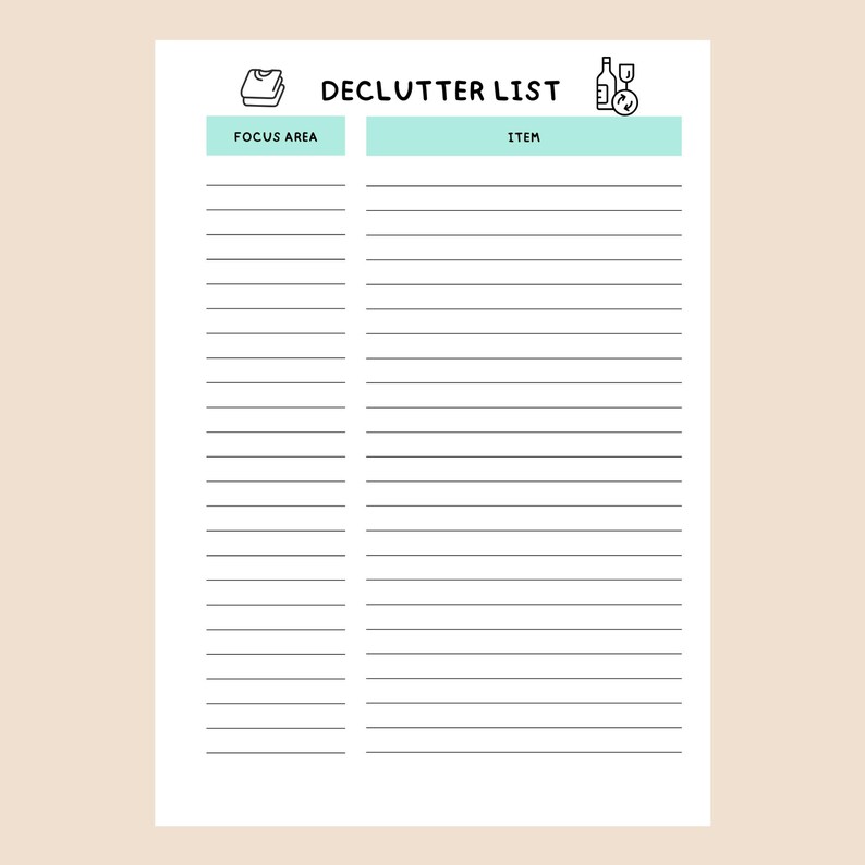 Declutter Checklist Bundle: Printable Fillable Planner (A4, PDF) - Etsy
