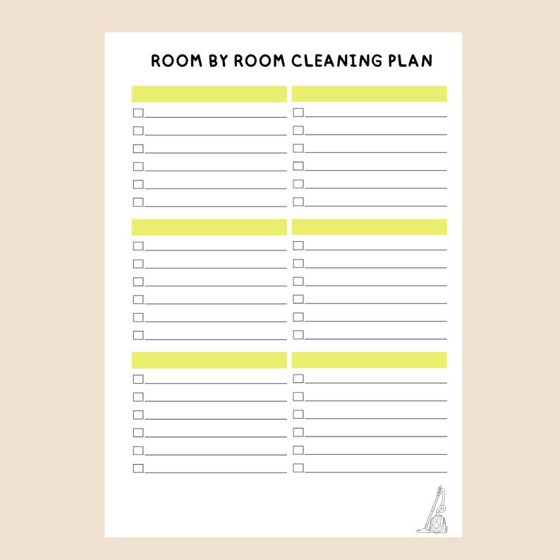 Room by Room Cleaning Checklist Bundle (fillable PDF) - Etsy