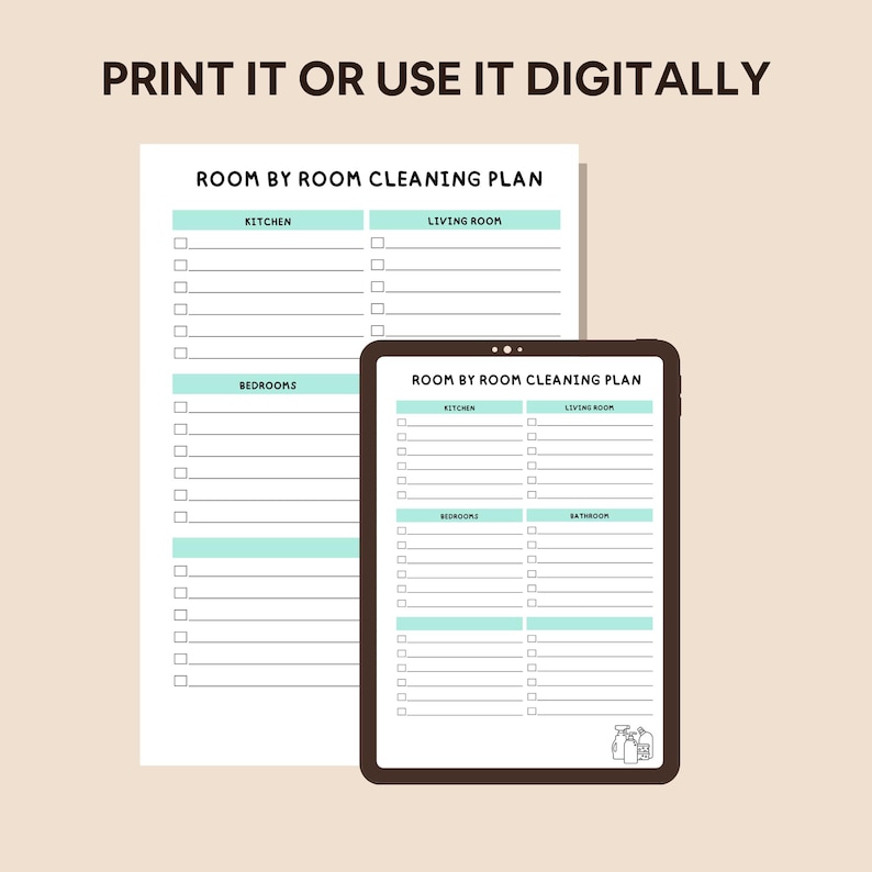 Room Cleaning Checklist: Fillable Home Cleaning Schedule (PDF) - Etsy