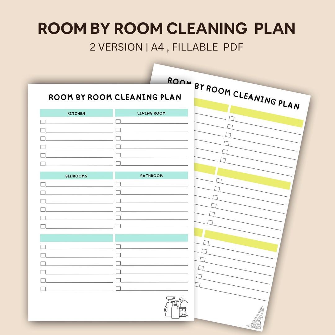 Room Cleaning Checklist: Fillable Home Cleaning Schedule (PDF) - Etsy
