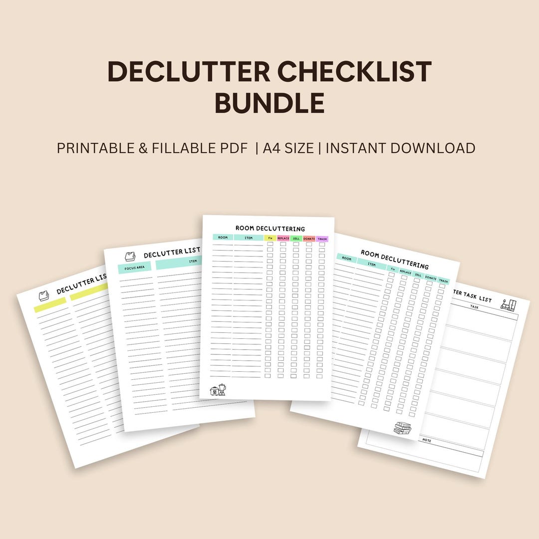 Declutter Checklist, Declutter Planner, Declutter Guide, Declutter ...