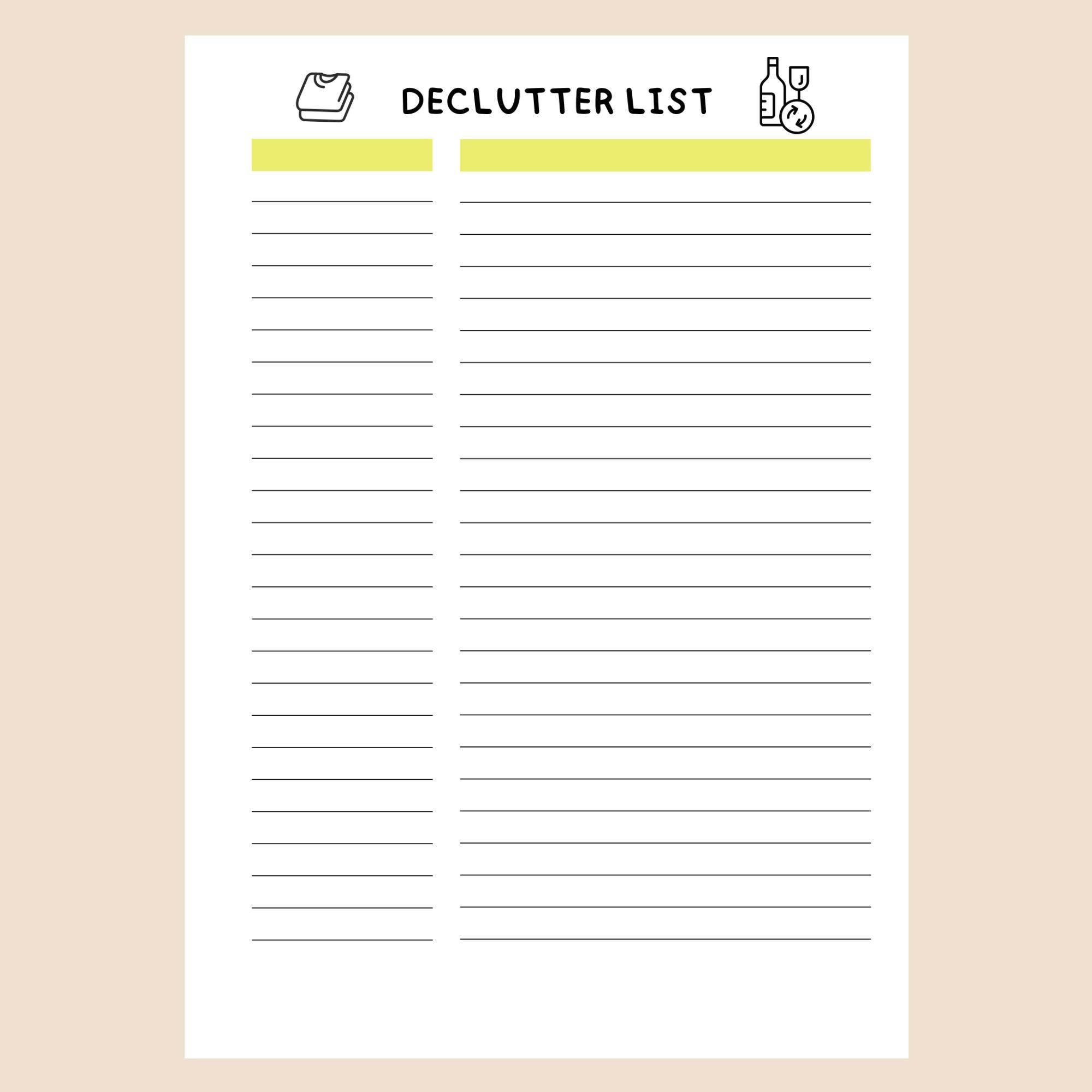 Declutter Checklist Bundle: Printable Fillable Planner (A4, PDF) - Etsy