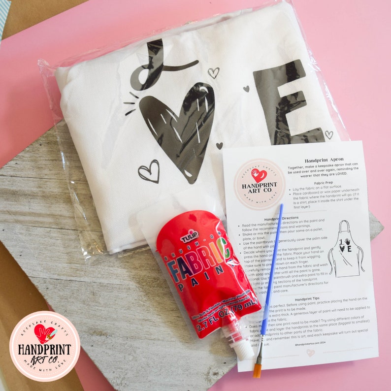 LOVE Handprint Apron Craft Kit With All You Need, DIY Handprint Craft ...