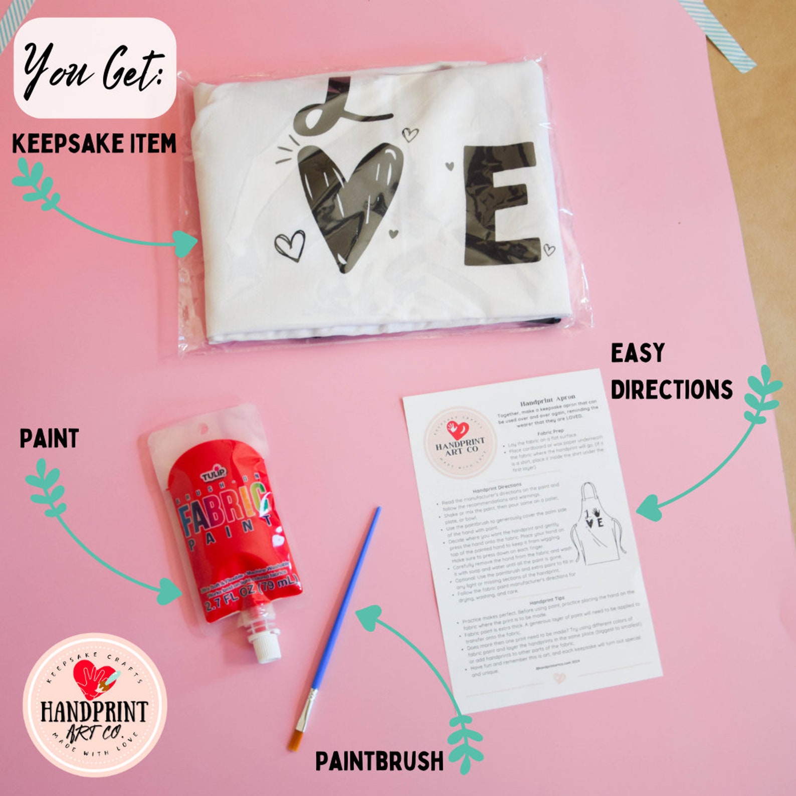 LOVE Handprint Apron Craft Kit With All You Need, DIY Handprint Craft ...
