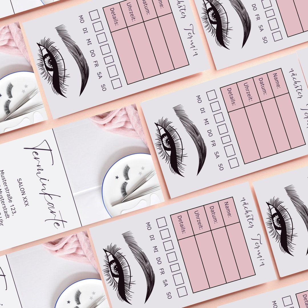 Appointment Card, Editable Appointment Card, Eyelash Salon, Eyelashes ...