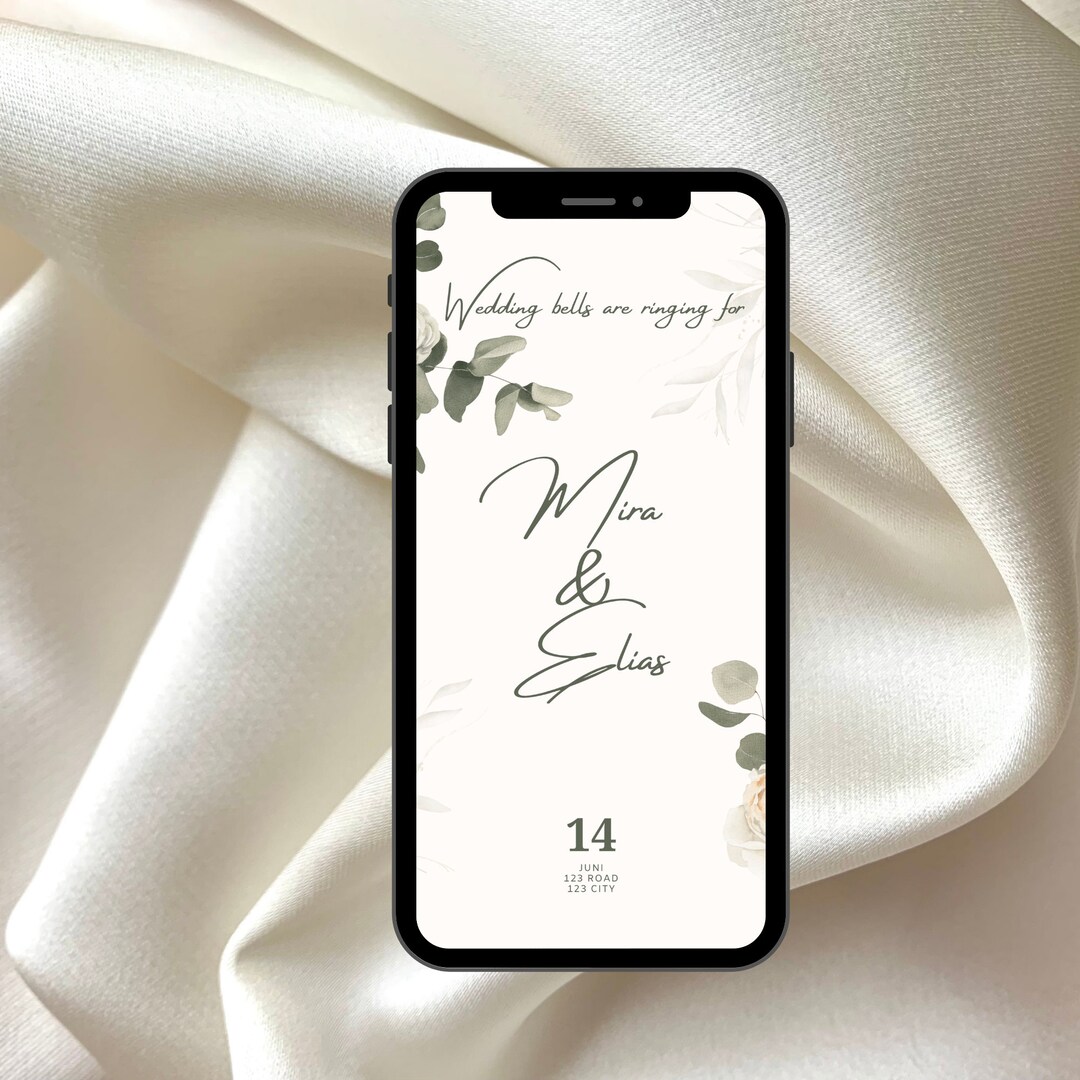 Digital Boho Wedding Invitation Phone Wedding Invitation Electronic ...