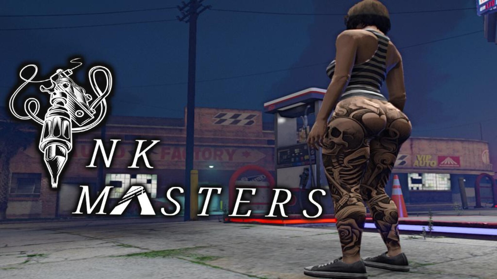 Female | Skull Smoke and Roses | Leg |tattoo | Fivem | GTA | Skin | Ped ...