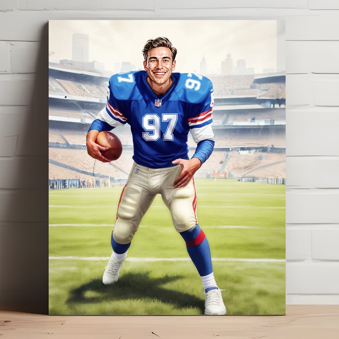 Custom Portrait Football Player, American Football Fun Gift, Football ...