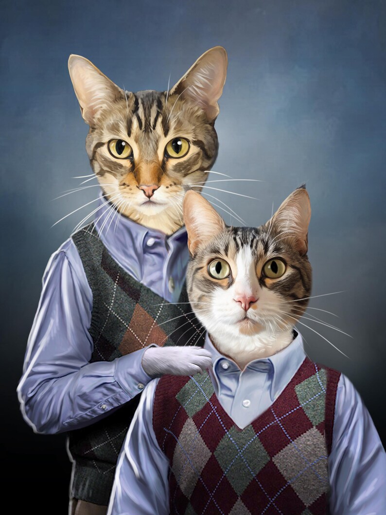 Custom Step Brothers Pet Portrait, Pet Portrait Fun Gift, Personalized ...