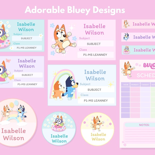 Bluey Name Labels for Kids - Etsy