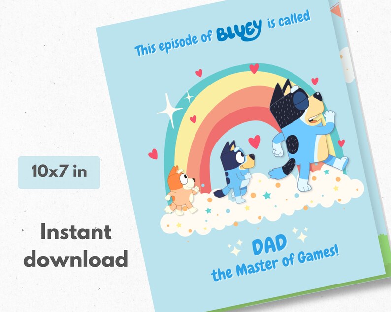 Bluey Father's Day Card. Bluey Dad's Day Gift. Congratulations for Dad ...